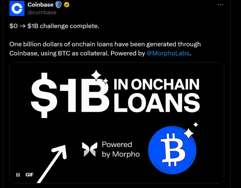 Coinbase Crosses $1B in Onchain Loans, Armstrong Sets Sights on $100B